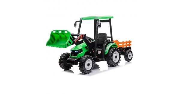 Go Skitz 24V Tractor with Roof and Trailer - Green | Go Easy Australia