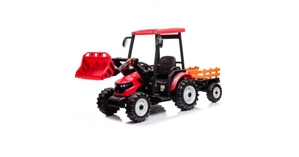 Go Skitz 24V Tractor with Roof and Trailer - Red | Go Easy Australia